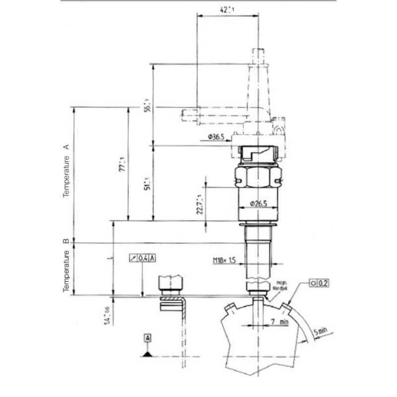 VDO 1318 Tachograph Hall Impulse sensor - Element length 115mm