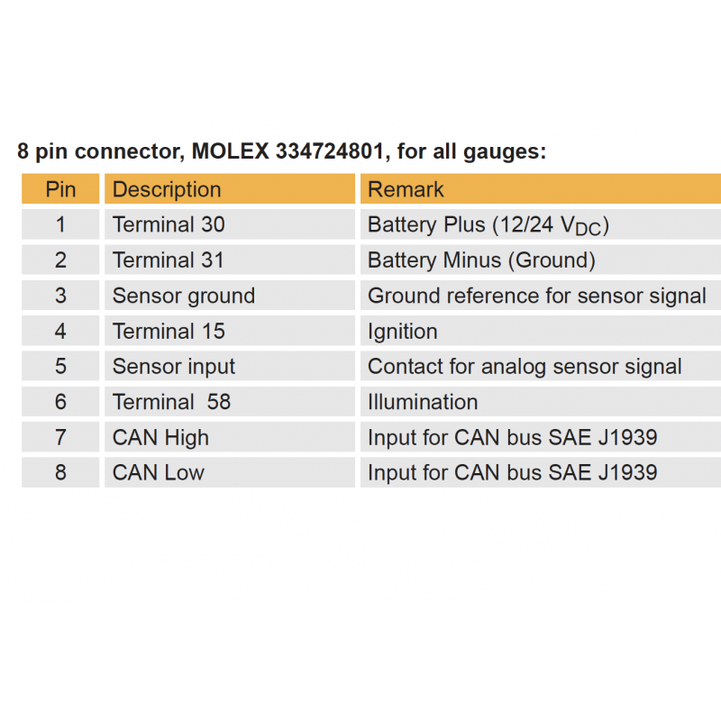 VDO SingleViu Connection Cable 8-pin Molex With Low-Pass Filter