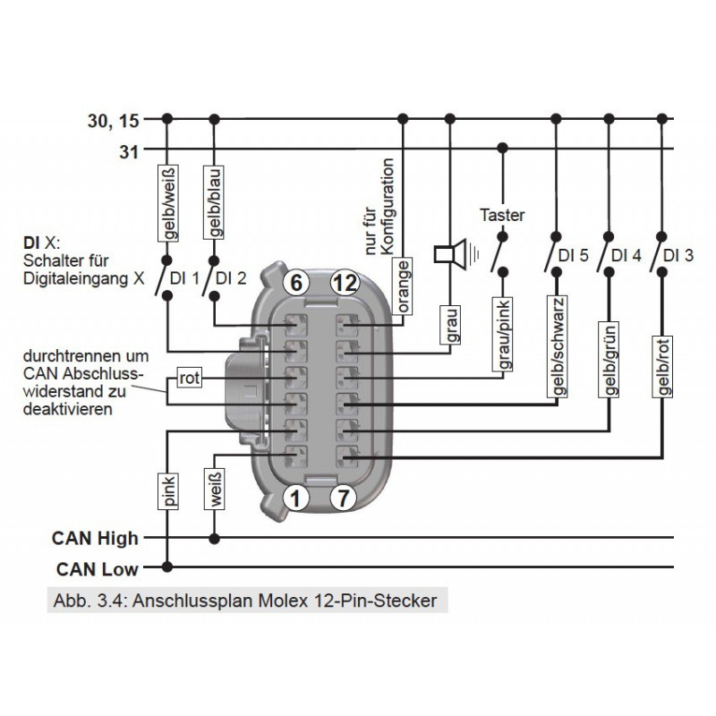 VDO SingleViu ViewLine Adapter cable 12-pin Molex